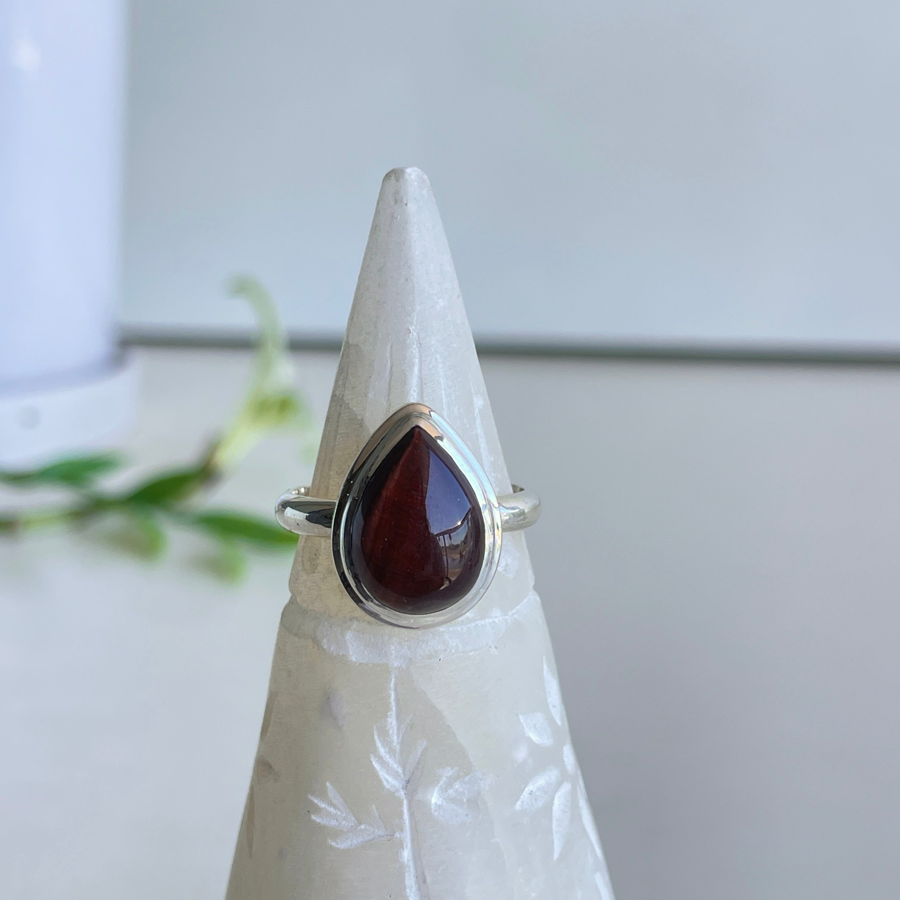Red Tigers Eye Teardrop Ring Sz8.5 – Preah Ko Maitland