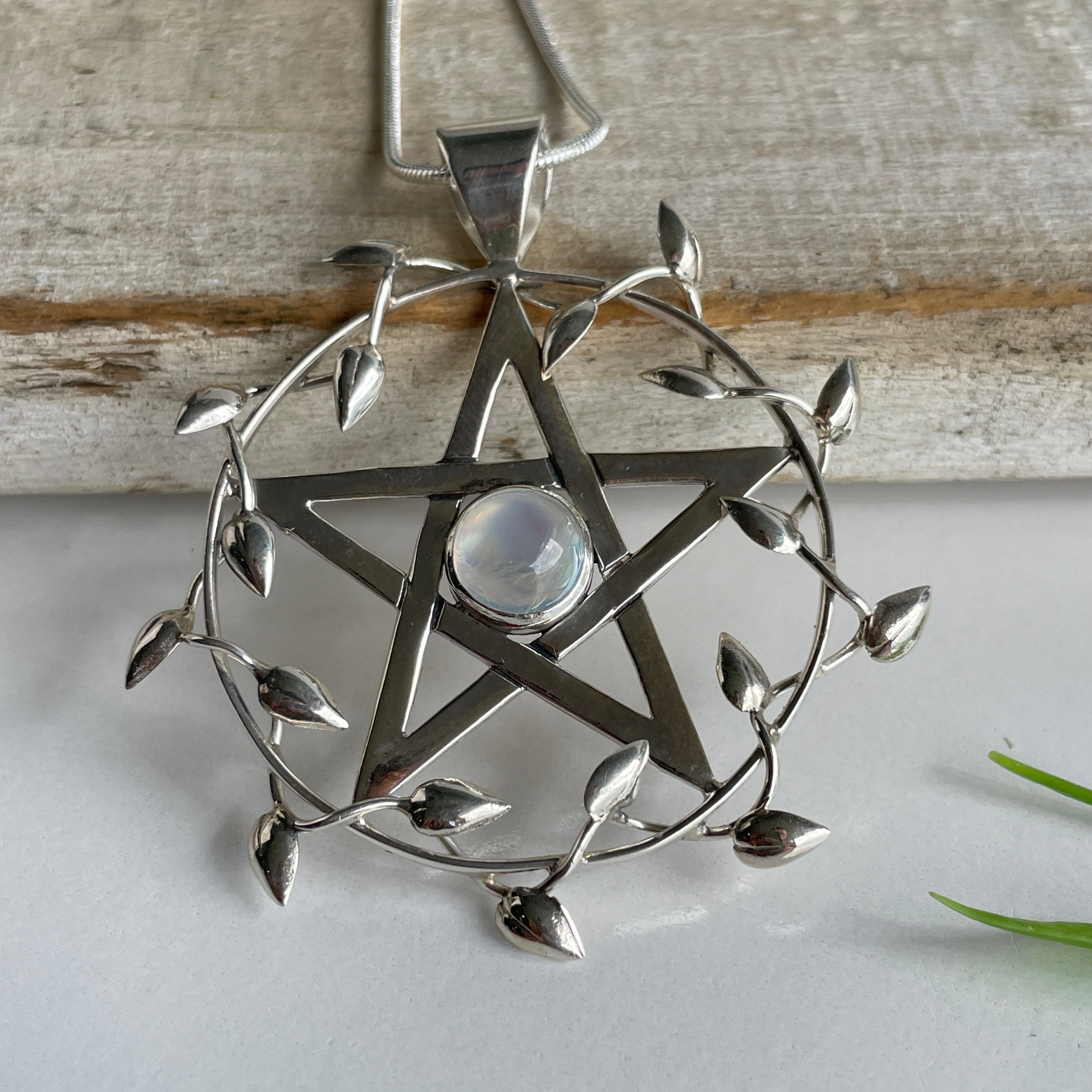 Vine Leaf Pentagram Pendant with Moonstone – Preah Ko Maitland